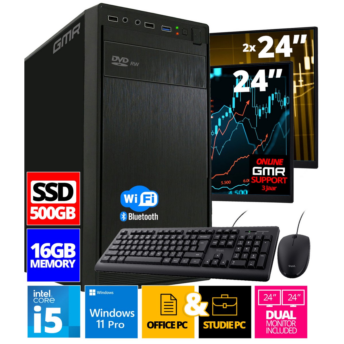 Intel Compleet PC | Intel Core i5 | 16 GB RAM | 500 GB SSD | Windows 1
