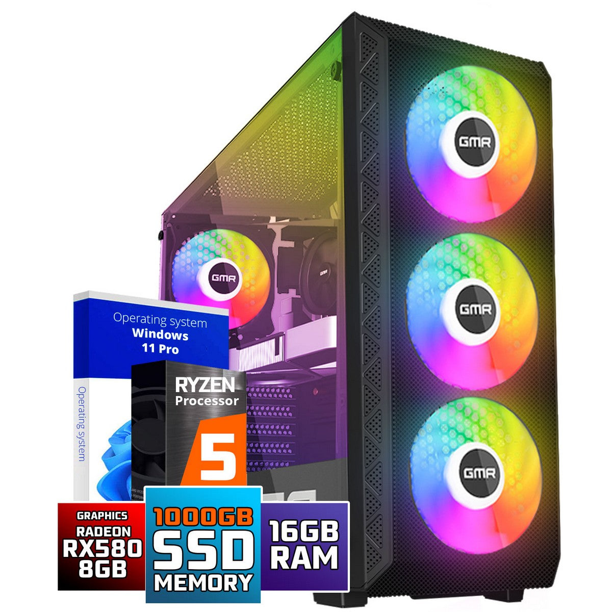 GMR Power Gaming PC - Ryzen 5 | 16 GB RAM | 1000GB SSD | RX 580 Radeon